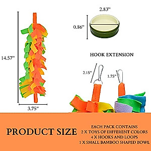 FABMODE 2 Packs Small Pet Toys, Sugar Glider Cage Accessories, Climbing Toys Swing Toys, Suitable for Ferret Birds Parrots Hamster Squirrel Chinchilla Guinea Pigs (with one Water Bowl)