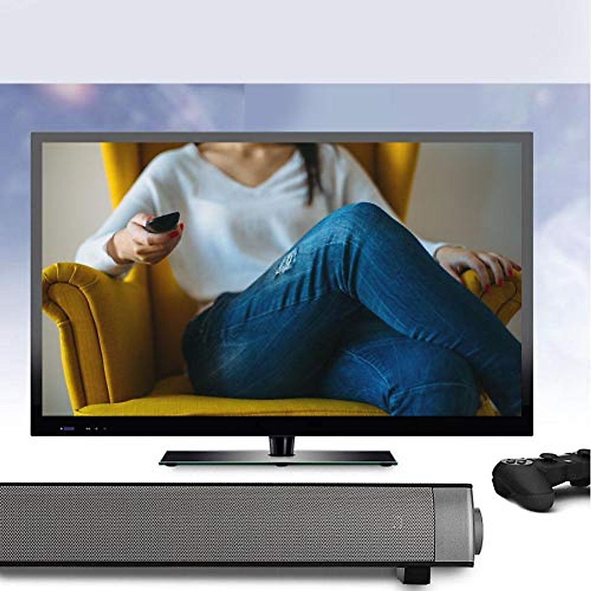 Portable Smart Hi-Fi Heavy Bass Bluetooth Soundbar Home Theatre Speakers Noise Cancelling AUX/TF Card Wireless Sound Bars for TV