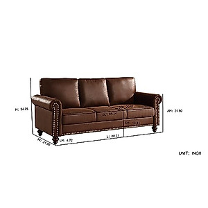 Morhome Comfy Modern Top Grain Leather Sofa Sectional Couch with Wooden Basefor Apartment, Small Space, Light Brown