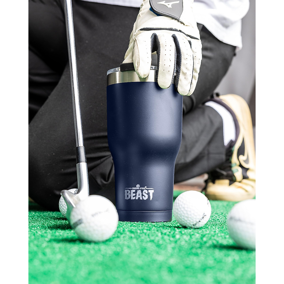 Beast 40 oz Tumbler Stainless Steel Vacuum Insulated Coffee Ice Cup Double Wall Travel Flask (Navy Blue)