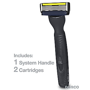 Dorco Pace 6 Plus Power - Six Blade Power Razor System with Trimmer (9 Cartridges + 1 Handle)