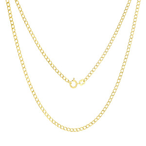 Nuragold 10k Yellow Gold 2mm Cuban Curb Link Chain Pendant Necklace, Womens Mens Jewelry 16" 18" 20" 22" 24" 26"