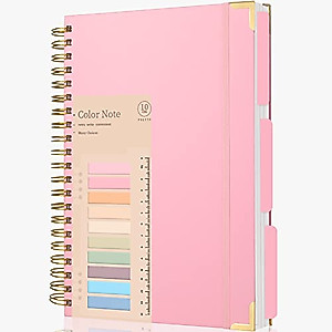 Ddaowanx Hardcover Spiral Notebook, College Ruled Notebook Journal, 8.5"x11", 320 Pages Leather Writing Journal for Women, 3 Subject A4 Hardcover Notebook for Work School (A4)