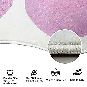 USTIDE Pink Flower Shaped Rug 47x47 Inch, Washable Flower Shaped Rug Soft Flower Rugs for Bedroom