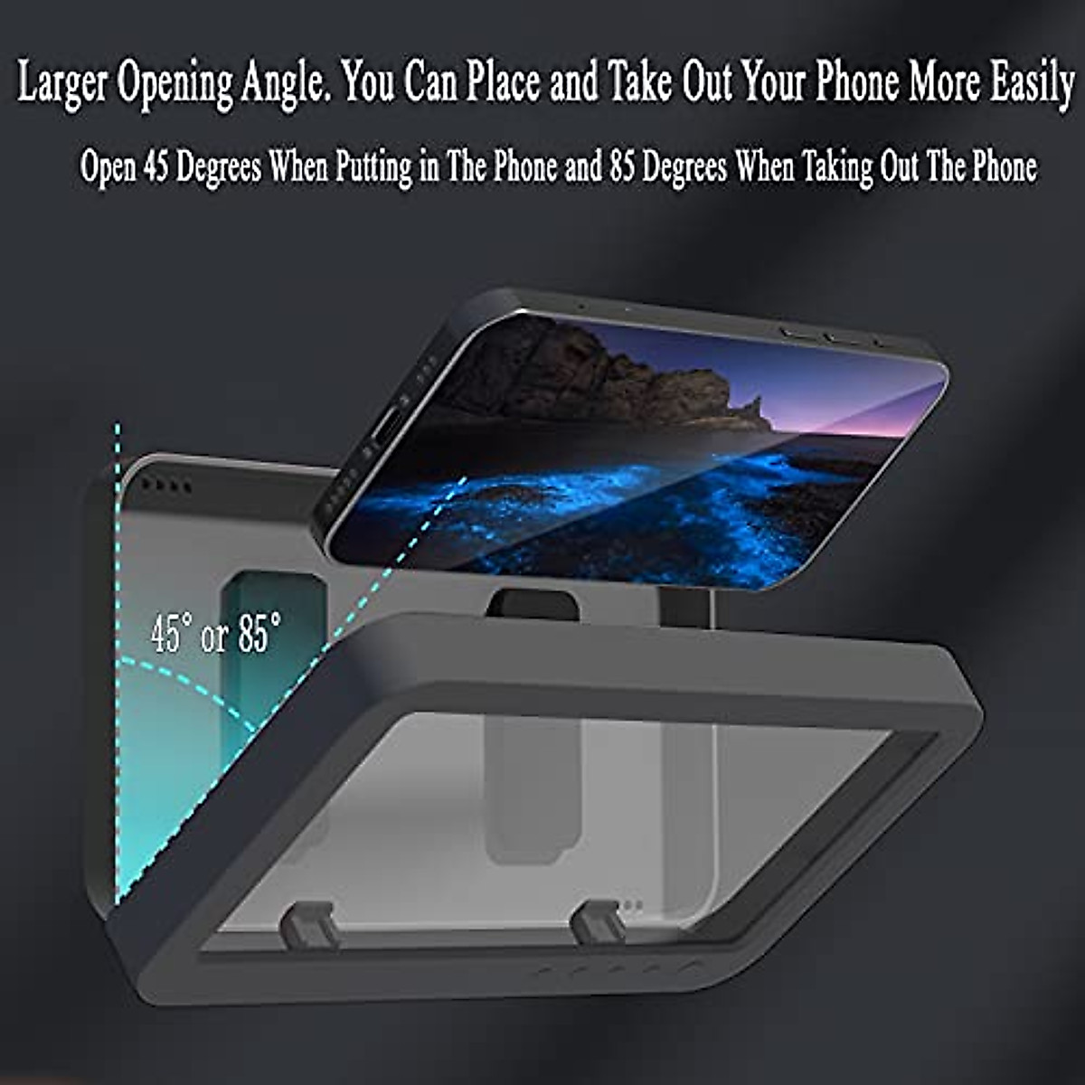 Shower Phone Holder Waterproof Case, uowlbear Upgraded Wall Mount Shower Phone Case Bidirectional 360 Degrees Rotation Bathroom Smartphone Stand Compatible with Smartphones up to 7 inches- Black