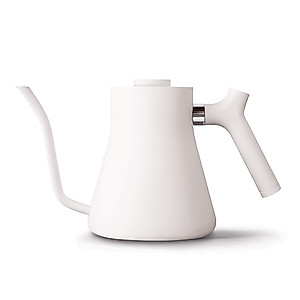 Fellow Stagg Stovetop Pour-Over Coffee and Tea Kettle - Gooseneck Teapot with Precision Pour Spout, Built-In Thermometer, Matte White, 1 Liter
