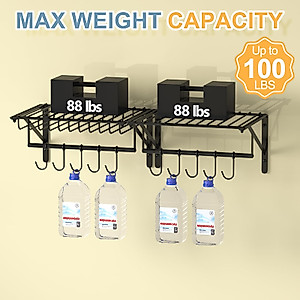 Hongtamoy 2 Packs Wall Mounted Pot Lid Rack Organizer, Hanging Pot and Pan Lid Organizer for Kitchen with 10 Upgrade Hooks, Pot Lid Holder for Cookware,Pans,Utensils Organization, Black