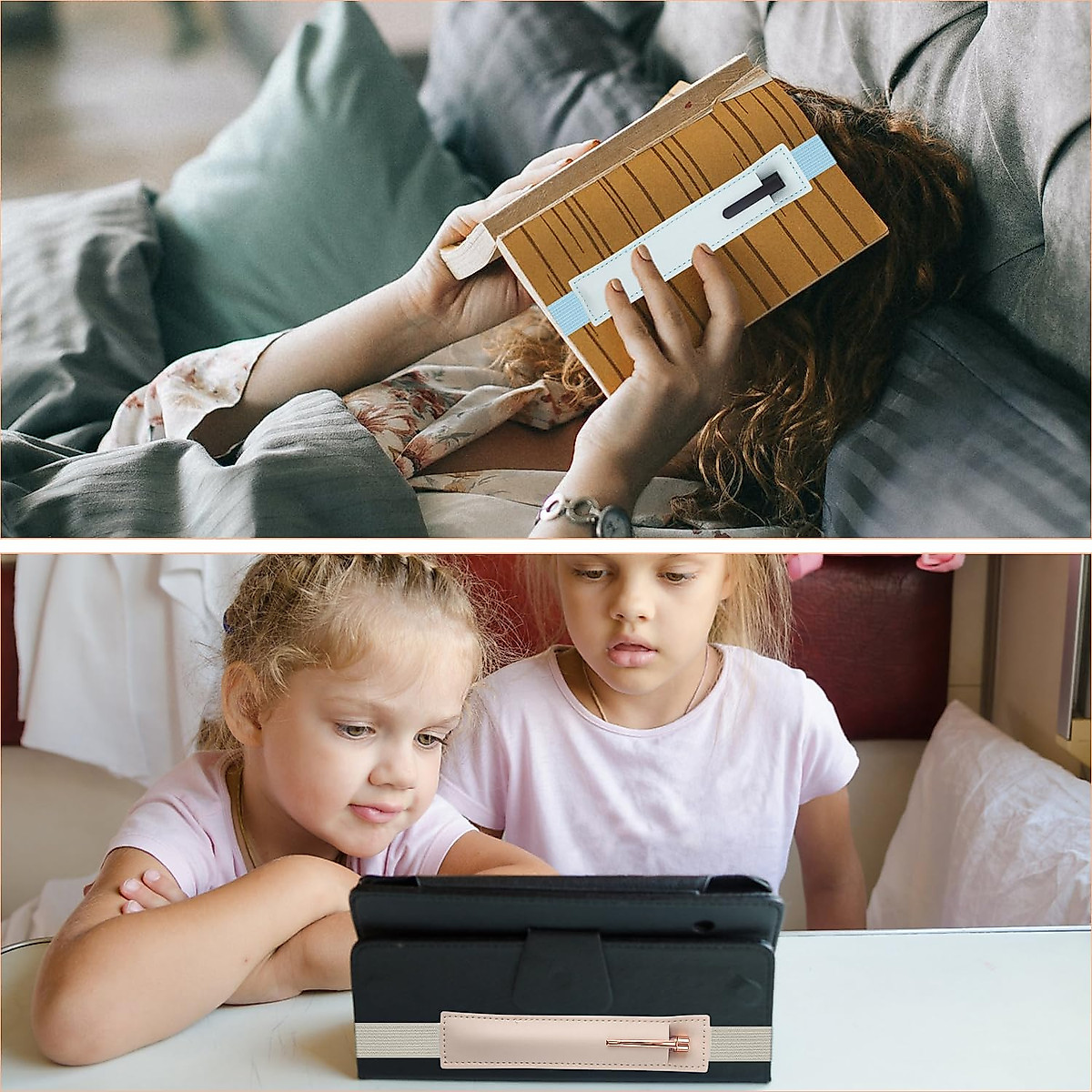 NQEUEPN 6pcs Elastic Band Pen Holders, Detachable Journal Pen Holder Leather Pen Case Single Pen Sleeve Single Pen Pouch for Journals, Notebooks, Notepads, Binders, Books