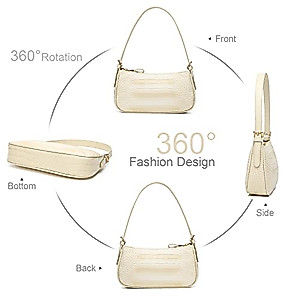 Small Shoulder Bags for Women Classic Retro Shoulder Tote Handbag Crocodile Pattern Clutch with Zipper Closure