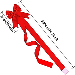 8 Pieces Christmas Cabinet Ribbons Bows Decorations Large Red Kitchen Cabinet Door Ribbons and Bows for Christmas Party Supplies