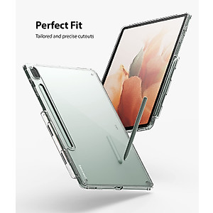 Ringke Fusion Designed for Galaxy Tab S7 FE Case 12.4-inch (2021), Transparent Hard Back Shockproof Bumper Tablet Back Cover with Side S Pen Holder - Clear