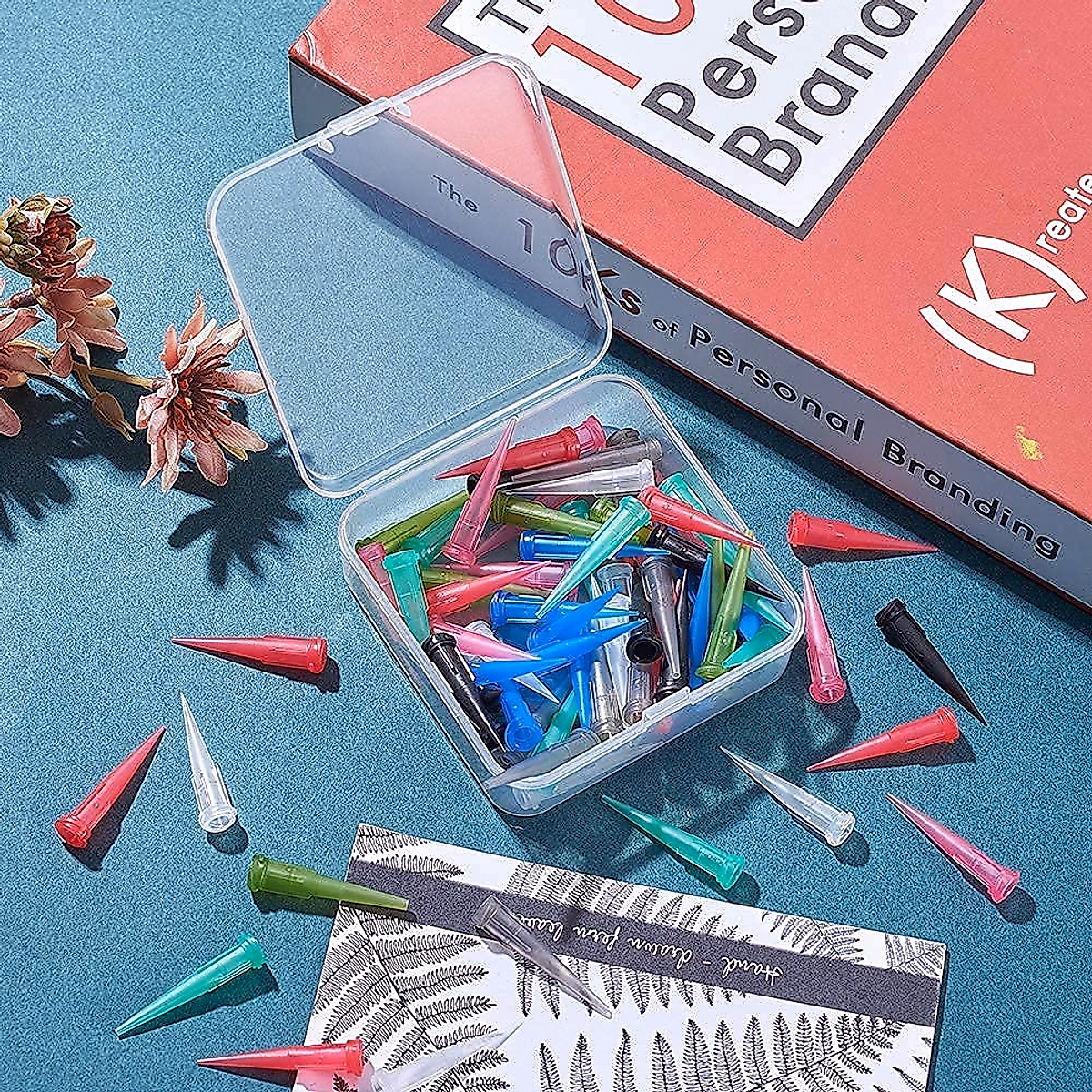 Auniwaig 120PCS Plastic Tapered Pinhead 25 Gauge TT Adhesive Dispensing Tip 1.6mm Tip ID Smoothflow Tapered Tips Dispensing Needle Tips Accessory Parts for Glue Epoxy Dispensing