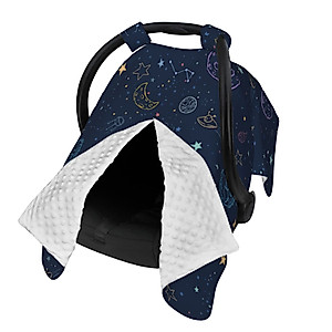ALYYDFF Baby Car Seat Cover for Babies Breathable Carseat Canopy for Newborn Nursing Scarf with Peekaboo Opening - Color Space Galaxy Pattern Blue