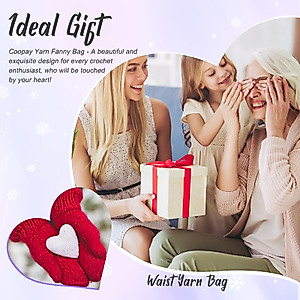 Coopay Yarn Waist Crochet Bag Organizer, Knitting Storage Crossbody Organizer for Yall Skeins, Yarn Holder Knitting Bag for Crochet Accessories, Knitting Needles, Crochet Hooks, Knitting Gifts, Purple