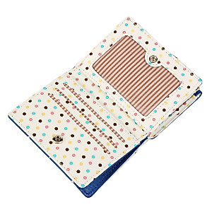 Damara Female Faux Leather Card Holder Mini Wallet Clutch,Dark Blue