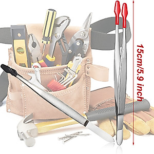 Lasnten 2 Pieces Rubber Tipped Tweezers Forceps Silicone Coated Soft Tweezers Rubber Tip Steel Forceps Non Marring Flat Tip Lab Industrial Hobby Craft Tweezers Tools, Black and Red Tip, 5.91 Inch