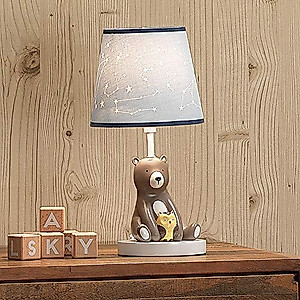 Lambs & Ivy Sierra Sky Blue/Brown Bear Nursery Lamp with Shade & Bulb