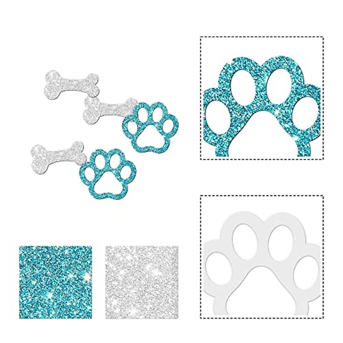 Ambishi 120pcs Paw Print & Bone Shape Confetti, Doggy Birthday Party Table Scatter Decorations, Pet Dog Birthday Party Supplies, Theme Kids Birthday/Baby Shower/Wedding Party Confetti Photo Booth Props