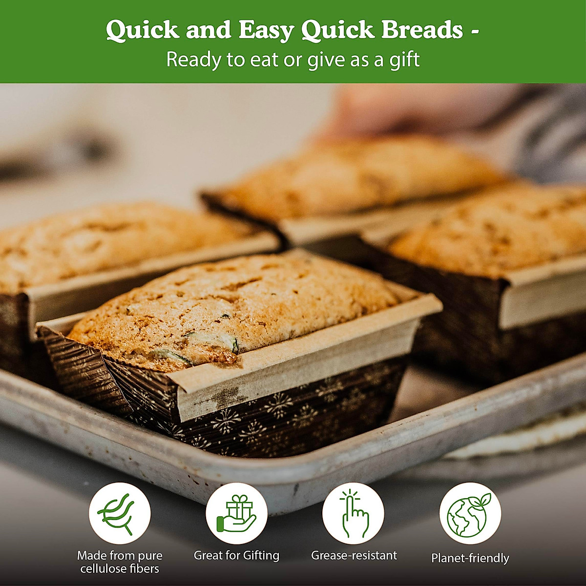 Regency Wraps Loaf Pans, Small, 4" X 2" x 2", 4 Pack, Disposable Stand Alone Baking Molds for Quick Breads, Banana and Zucchini