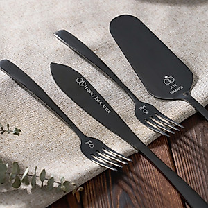 AW BRIDAL Black Wedding Cake Knife and Cutter Set with Forks, Mr and Mrs Cake Cutting Set Pie Pastry Servers for Engagement Anniversary Wedding Bridal Shower Gifts
