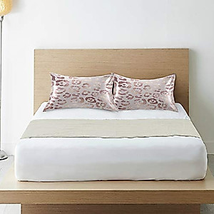 STAYTOP Fashion Rose Gold Leopard Animal Print Pillowcase for Hair and Skin Silk Pillowcase,Soft and Breathable Slippery Satin Pillowcase Covers for Sleep Decoration King Size 20''×40''