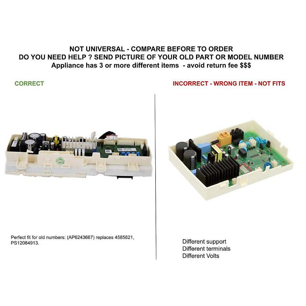 GLOB PRO SOLUTIONS PS12084913 AP6243667 EAP6243667 PD00045668 CKD7024 Control Board Assembly