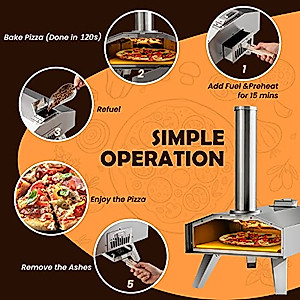 Giantex Outdoor Pizza Oven with 12'' Pizza Stone, Foldable Legs, Portable Stainless Steel Pizza Maker for Outside, Wood Pellet Fired Pizza Oven for Camping Picnic Backyard Family Gathering
