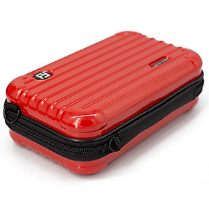 Mini Suitcase Crossbody Bag with Shoulder Strap, Hard Shell Cosmetic Travel Case, Hard Shell Cosmetic Bag,Mini Suitcase Purse with Removeable Wide Strap