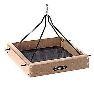 Birds Choice SNHPF125 Hanging Tray, Recycled Hanging Feeder w/ Collapsible Steel Hanging Rods, Small