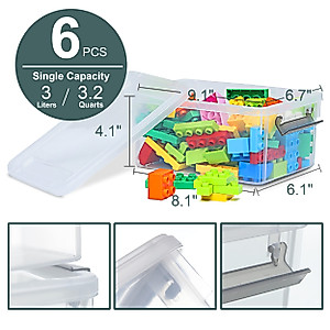 Citylife 4 Packs 5.3 QT Storage Bins with Lids & 6 Packs Small Storage Bins with Lids 3.2 QT Plastic Storage Containers for Organizing Stackable Clear Storage Boxes