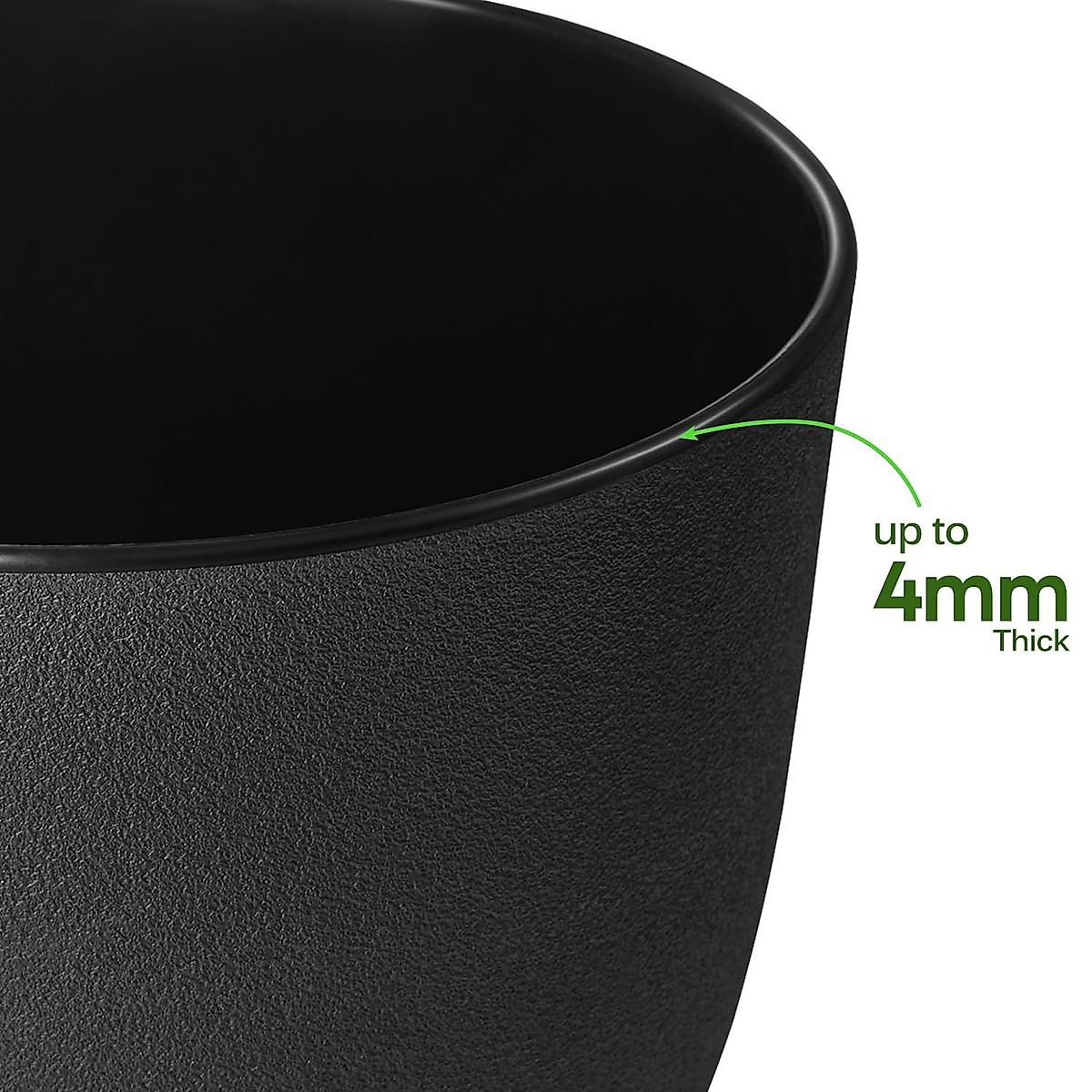 Plant Pots 8 Inch Set of 2, Flower Pots with Multi Mesh Drainage Holes, Planters for Indoor Outdoor Garden Plants and Flowers (Black)