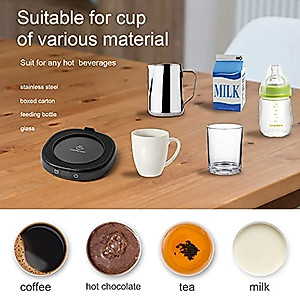 Bsigo Smart Coffee Mug Warmer & Cute Cat Glass Mug Set, Beverage Warmer for Desk Office, Cup Warmer Plate for Milk Tea Water with Time & Temperature Setting(Up to 140℉/ 60℃), 8H Auto Shut Off, Grey