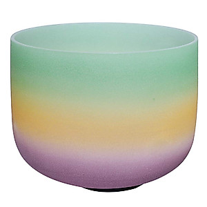 ENERGYSOUND Frosted F Note Heart Chakra Rainbow Colored Quartz Crystal Singing Bowl 8" mallet and o-ring included