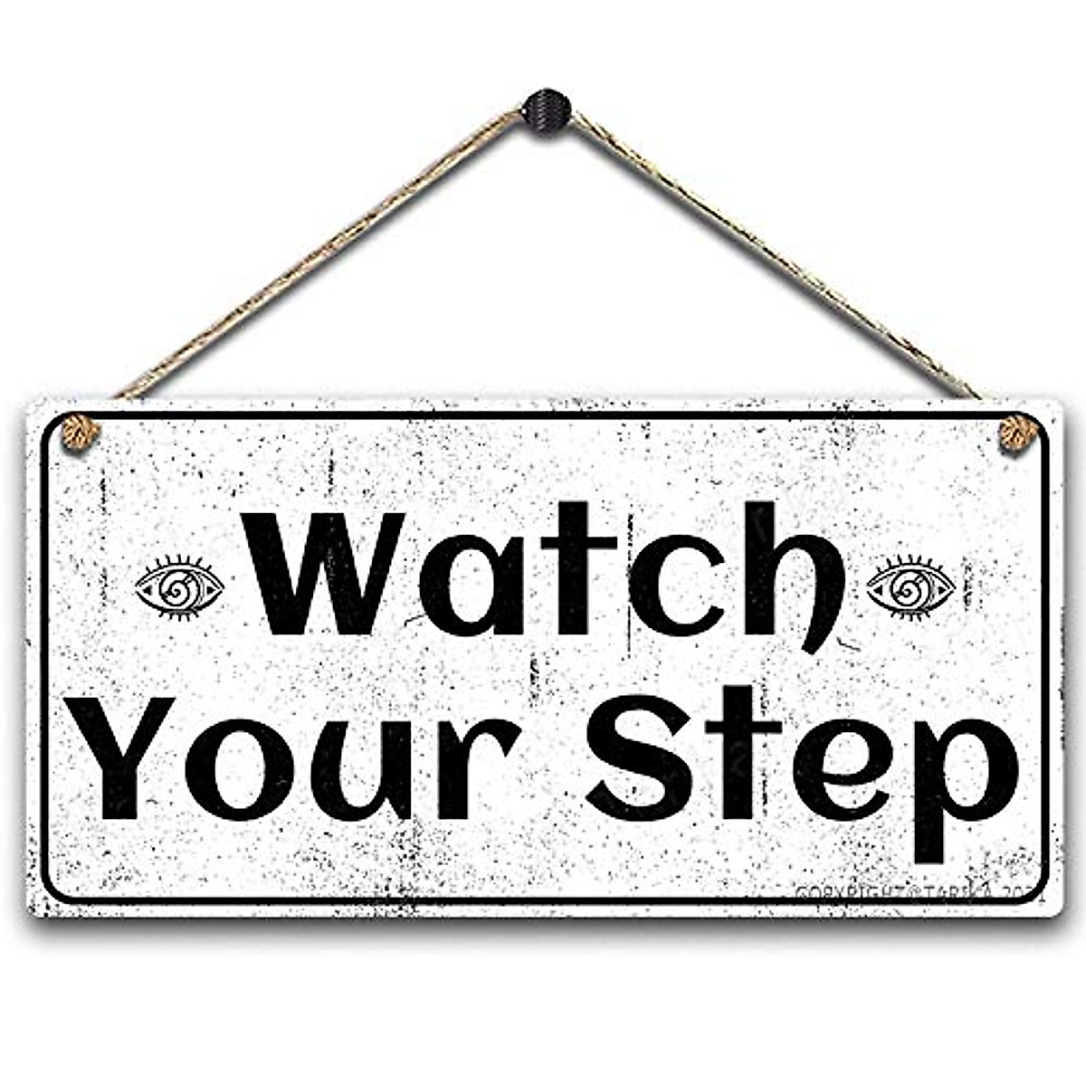 Watch Your Step 12.5X25 CM Retro Look wood Decoration Art Hanging Sign for Home Kitchen Bathroom Farm Garden Garage Inspirational Quotes Wall Decor