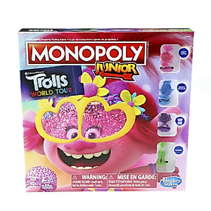 Monopoly Junior: DreamWorks Trolls World Tour Edition Board Game for Kids Ages 5 and Up