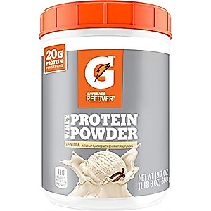 Gatorade Whey Protein Powder, 20 Servings Per Canister, 20 g of Protein Per Serving, Vanilla, 19.7 Oz