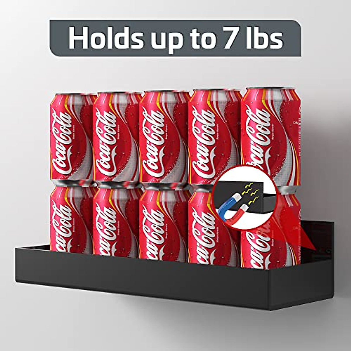 OFFSIR Spice Rack for Refrigerator, Magnetic Shelf with 4 Removable Hooks, Strong Magnetic Spice Rack, Crystal Clear Acrylic Magnetic Shelves for Whiteboard Holding Spices, Black 2 Packs