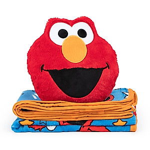 Jay Franco Sesame Street Elmo Plush Pillow and 40" Inch x 50" Inch Throw Blanket - Kids Super Soft 2 Piece Nogginz Set (Official Sesame Street Product)
