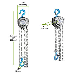Tractel Manual Chain Hoist | 1/4 Ton - 500 lbs Capacity | 10 ft Steel Chain | Industrial-Grade Steel for Construction, Workshops, Garages | Tralift 56429