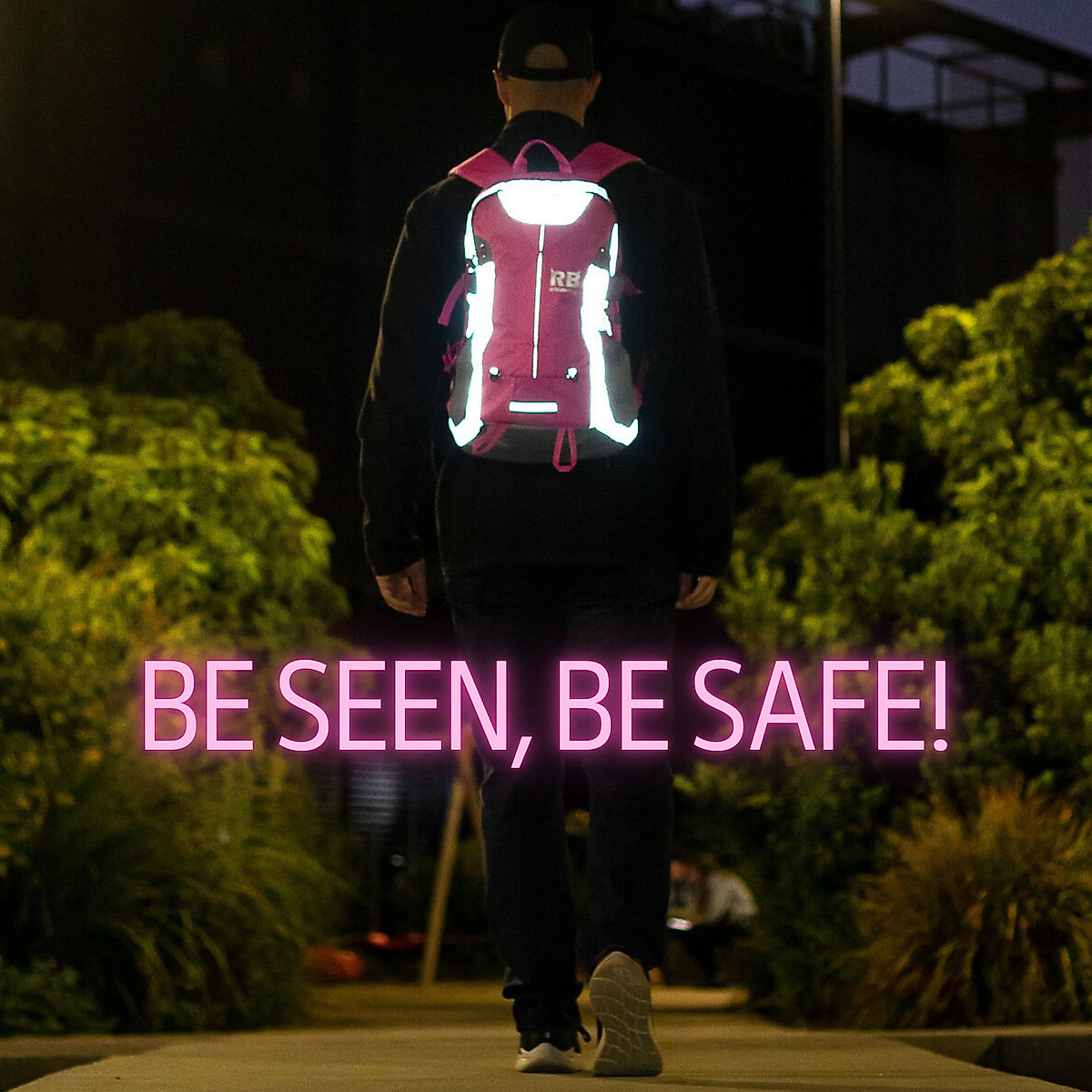 riderbag Reflective Motorcycle Backpack 35L, Lightweight Water-Resistant Daypack with Laptop Pocket for Commuting, Biking, and Daily Use – Pink