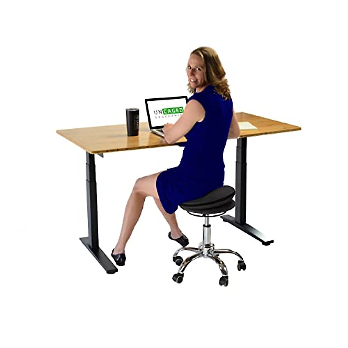 WOBBLE STOOL AIR rolling ergonomic balance ball office chair alternative exercise active stool wheels modern sit stand-up standing desk accessories adjustable height black