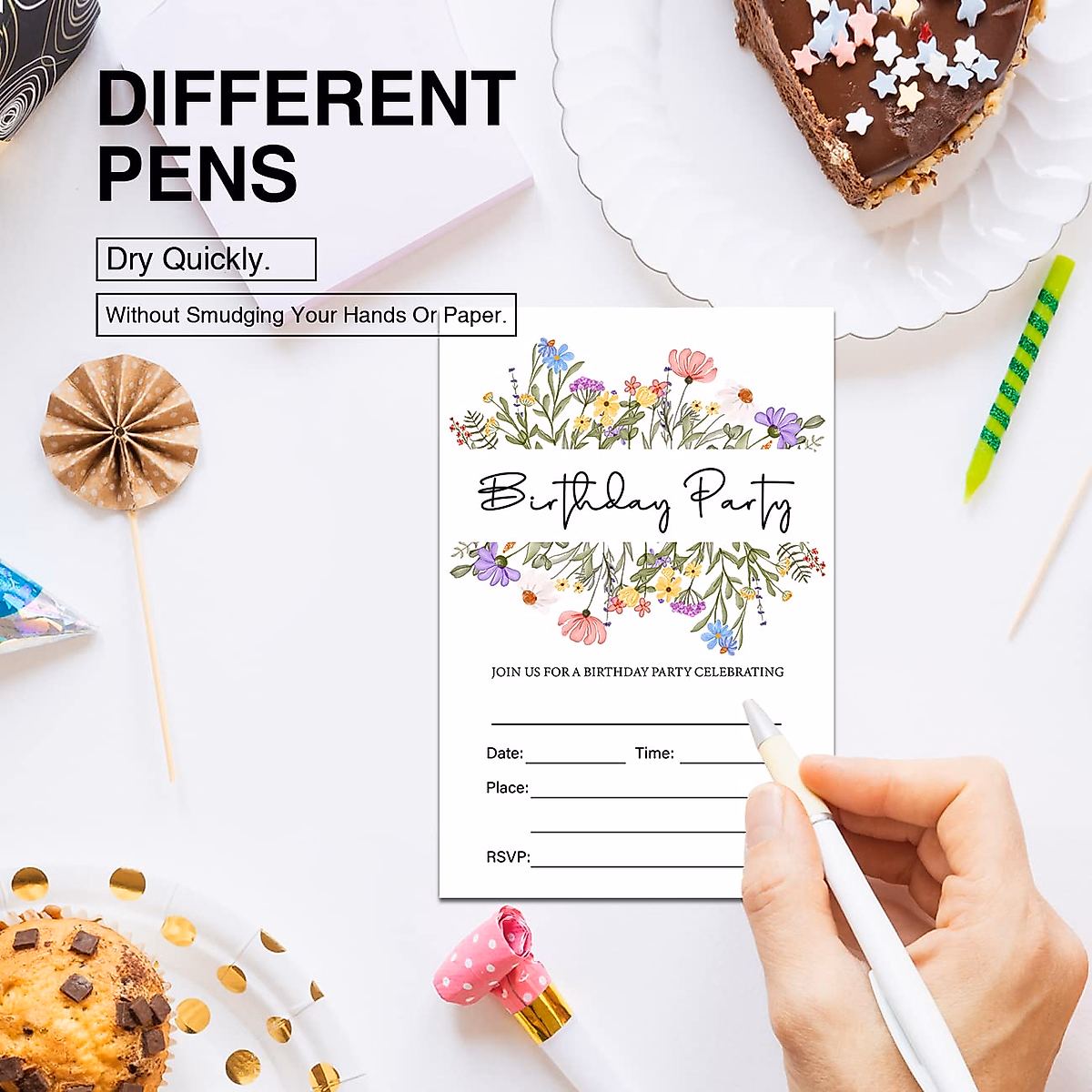 Wildflower Birthday Party Invitations with Envelopes Set of 20 Spring Summer Wildflower Birthday Party Invites Fill in Blank