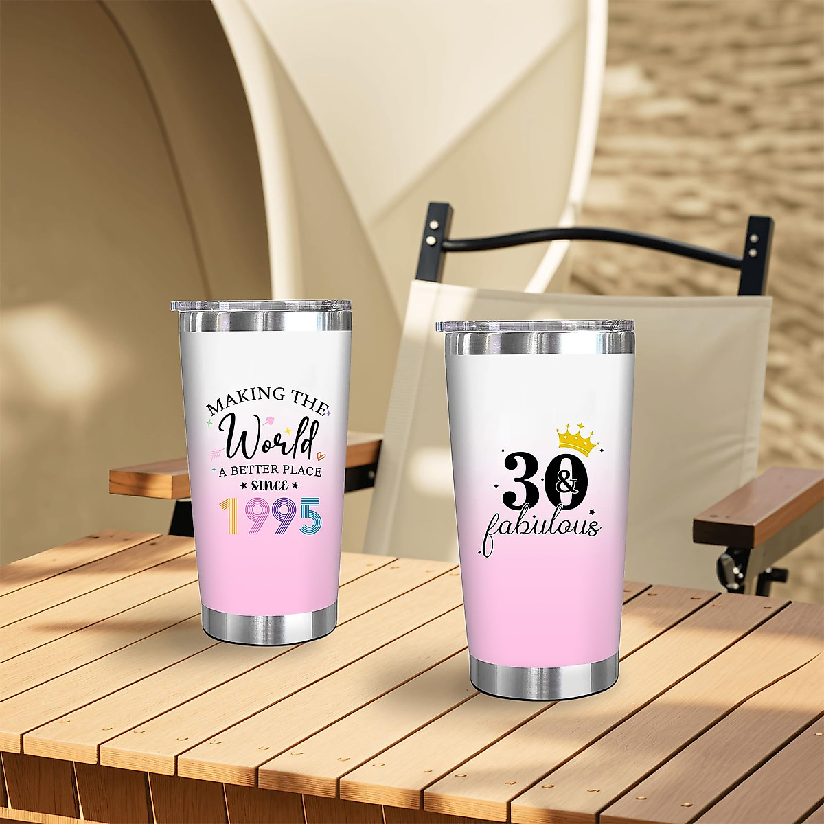30th 1995 Birthday Gifts for Women, 30 Year Old Birthday Cups Gifts for Her, 30th Birthday Decorations for Woman, Cool 30 Gift for Women Turning 30, 30 and Fabulous 20 OZ Stainless Steel Tumbler
