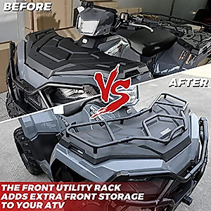 SAUTVS Front Rack Extender for Polaris Sportsman 570 450 H.O. 21-23, Heavy Duty Steel Front Utility Rack Extender for Polaris Sportsman 570 450 H.O. 2021-2023 Accessories (Replace #2884842)
