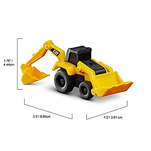 CAT Construction Toys, Little Machines 5pk Truck Toy Set, Includes Dump Truck, Front Loader, Bulldozer, Backhoe, and Excavator Vehicles with Moving Parts, Cake Toppers Ages 3+