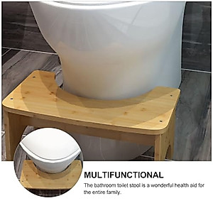 BESTonZON 1pc Toilet Stool Toilet Seat Stool Step Stools Kid Potty Stools for Home Toilet Seat Step Stool Foot Support Tool Bathroom Chair Portable Toilet Wooden Footstool Khaki
