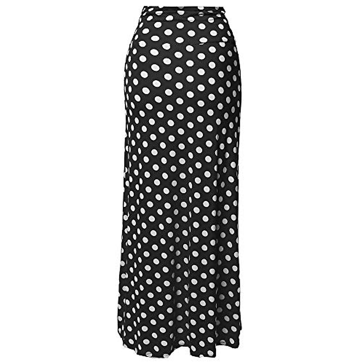 Stylish Fold Over Flare Long Maxi Skirt Black White S