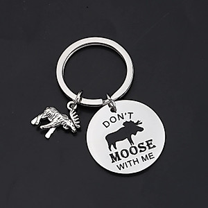 Lywjyb Birdgot Don't Moose With Me Keychain Funny Design Moose Gift (Don't Moose ky)