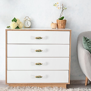 RODAILYCAY Shell 4 Packs Kitchen Drawer Pulls, Crystal Glass Cabinet Handles Pulls, Cupboard Door Knobs, Kitchen Hardware Pulls for Dresser Drawers