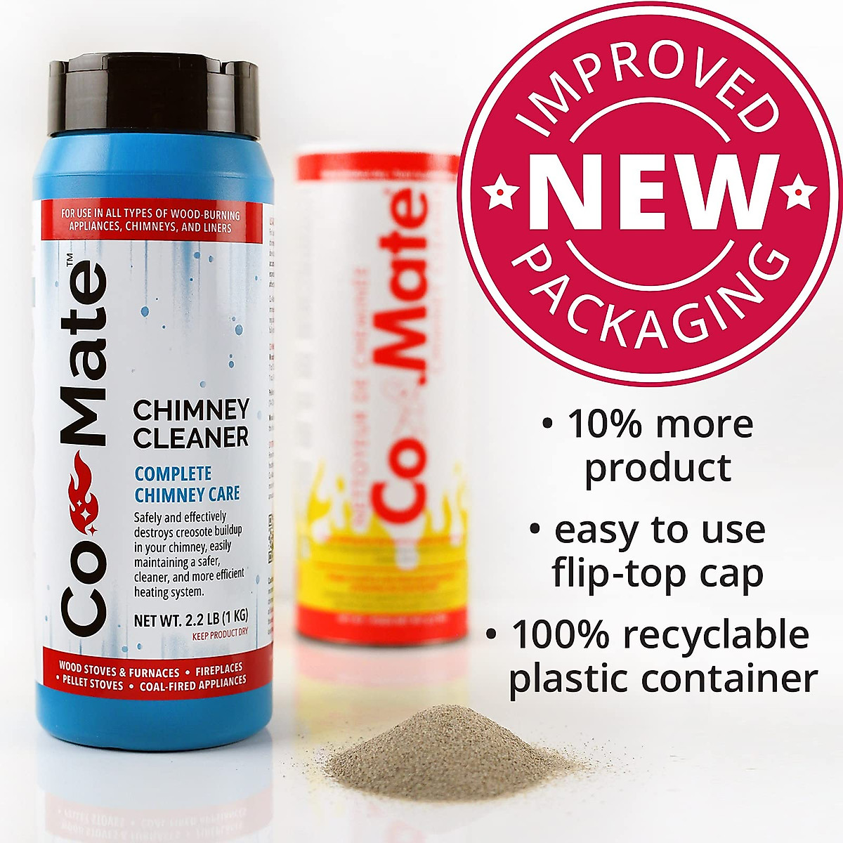 Co-Mate Chimney Cleaner (2.2 lb.) - Complete Chimney Care, Removes Creosote, Reduces Emissions, Protects Against Corrosion